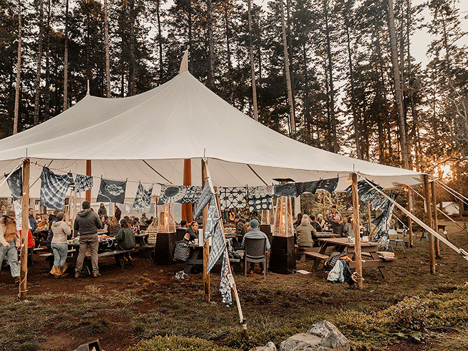 Dining under canvas with community tables &ndash; where strangers become friends over the shared language of good food.