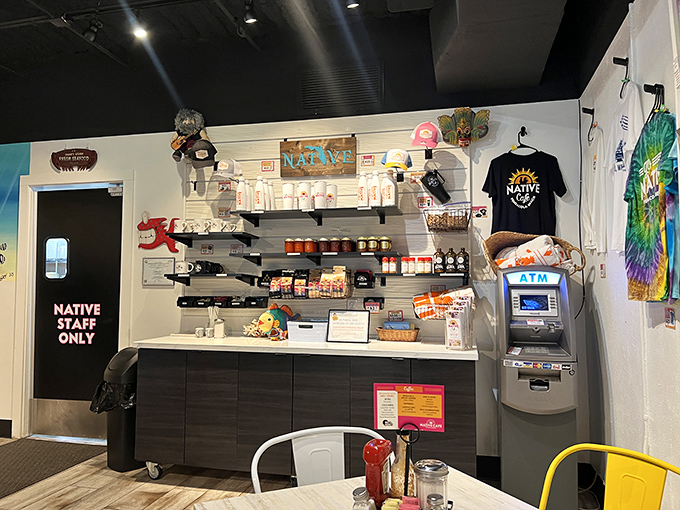 The retail corner offers a chance to take home Native Cafe's magic&mdash;or at least a t-shirt to remember it by.