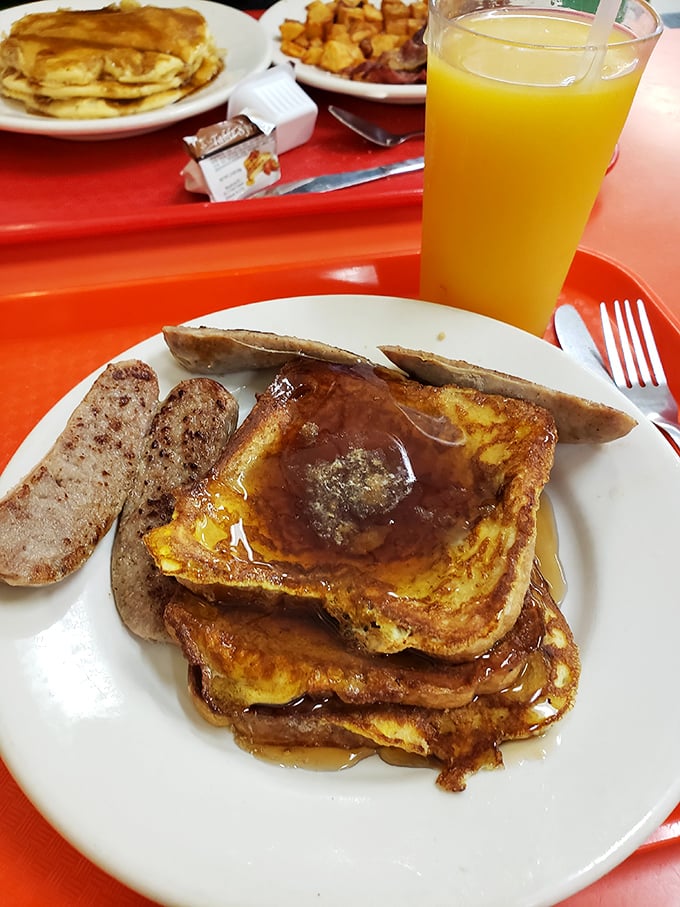 French toast that would make your grandmother nod in approval. Golden, crispy edges giving way to a custardy center&mdash;breakfast alchemy at its finest.