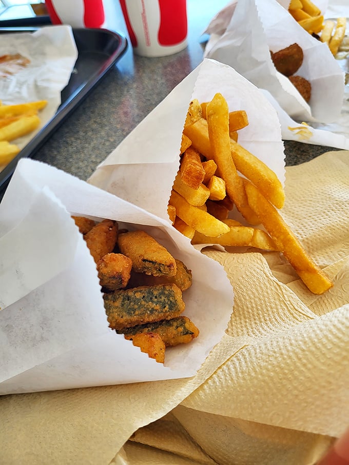 Fried zucchini sticks &ndash; because sometimes you need to pretend you're eating vegetables while enjoying something gloriously golden and crispy.