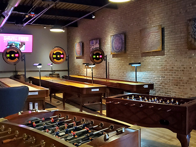 When you've loosened your belt post-meal, the game room beckons with shuffleboard and foosball &ndash; because nothing aids digestion like a little friendly competition.