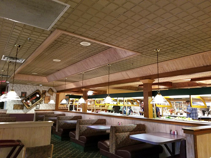 Booths designed for comfort and discretion&mdash;perfect for when you're heading back for that third (or fourth) plate without judgment.