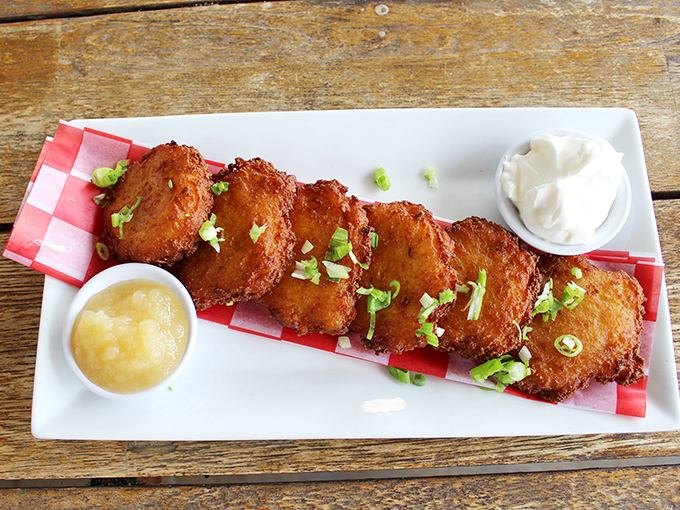 These potato pancakes aren't just fried &ndash; they're golden discs of comfort, crispy-edged and soft-centered, begging to be dunked in applesauce and sour cream.