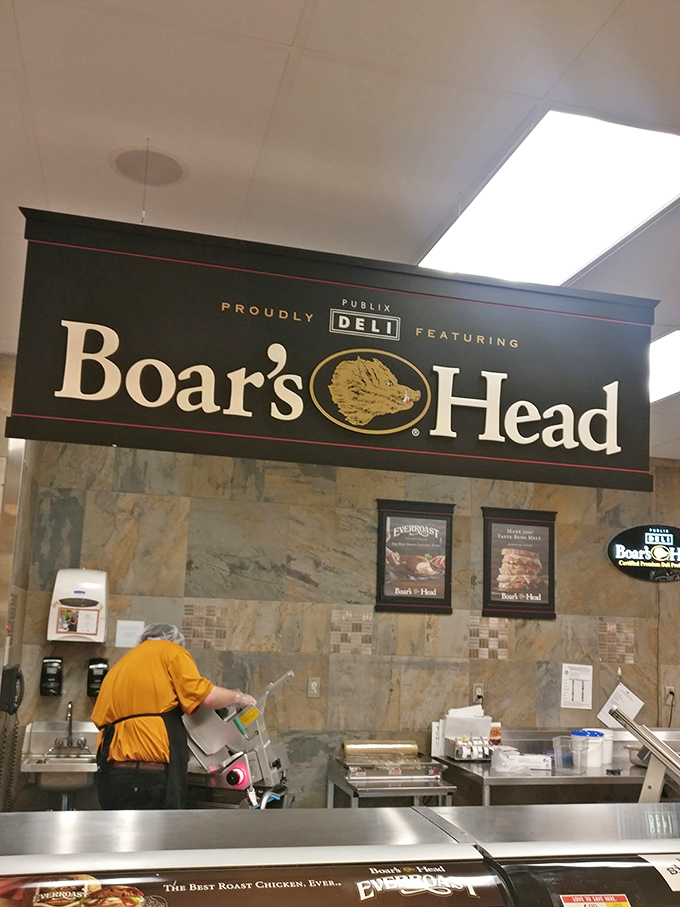 Quality ingredients aren't just a promise here&mdash;they're proudly displayed, like that Boar's Head sign announcing "We don't mess around with mediocre."
