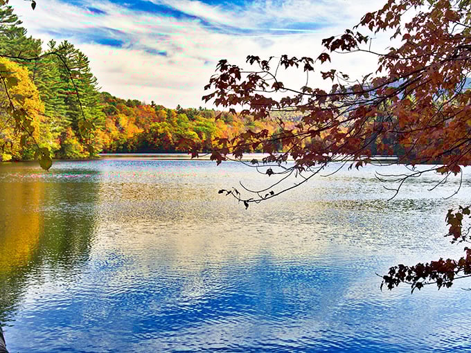 Fall foliage reflected in crystal waters &ndash; Mother Nature showing off her color palette like a proud artist at her most spectacular exhibition.