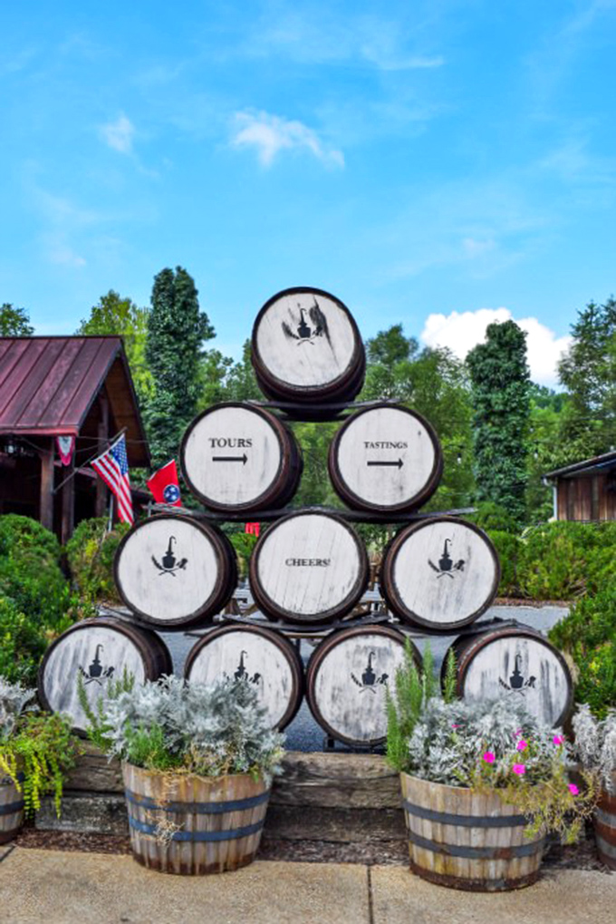 Whiskey wisdom stacked high &ndash; these barrels aren't just aging spirits, they're perfecting them in Tennessee's gentle embrace.