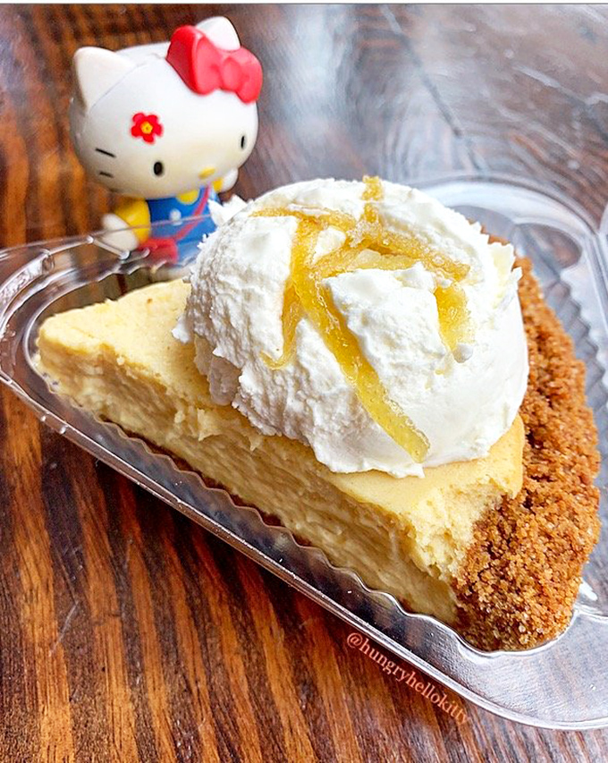 A slice of custard pie that makes time stand still. Even Hello Kitty can't take her eyes off this cloud-like creation.
