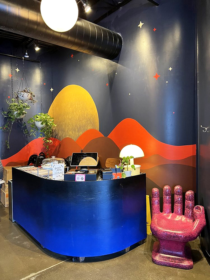 The host station welcomes visitors with a cosmic landscape mural and&mdash;is that a pink hand chair? This place understands personality matters as much as pancakes.