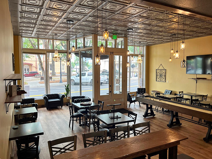 Madmax Taphouse brings urban industrial chic to small-town South Carolina, where those pendant lights illuminate both craft beers and craft friendships.