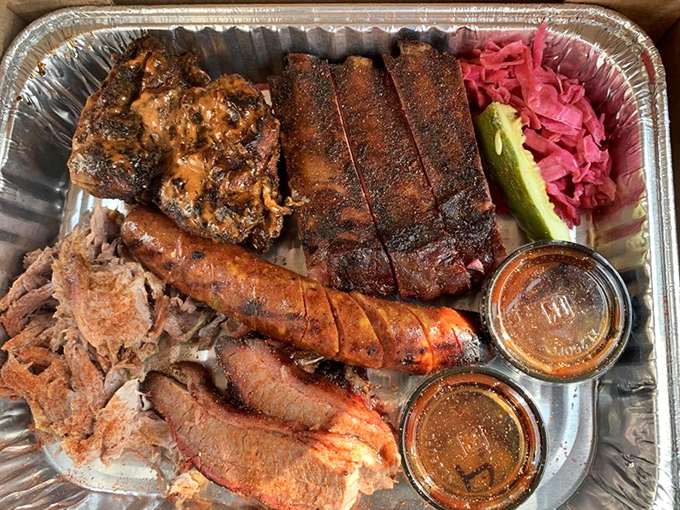 "The Meat Sweats" in its full glory&mdash;a carnivore's dream team assembled on one tray with pickled accents providing the perfect counterpoint.