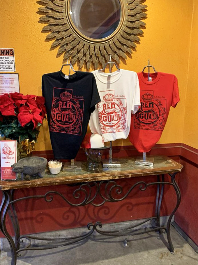 Wear your food loyalty on your sleeve&mdash;literally. These shirts aren't just merchandise; they're membership cards to the cult of Red Iguana devotees.
