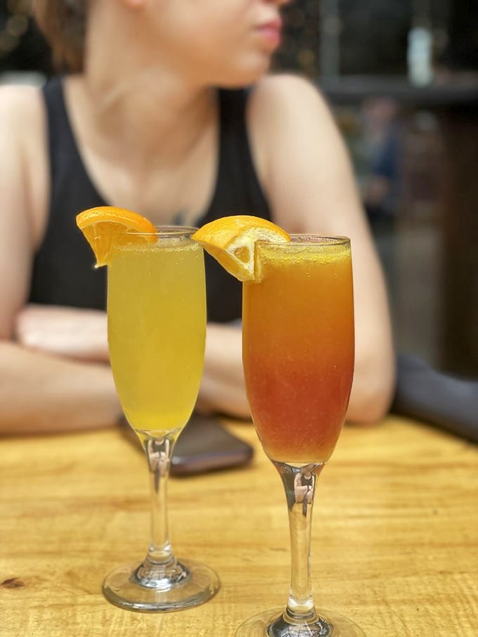 Brunch cocktails that sparkle with possibility. These colorful mimosas aren't just drinks&mdash;they're liquid sunshine promising weekend adventures and justified day-drinking.