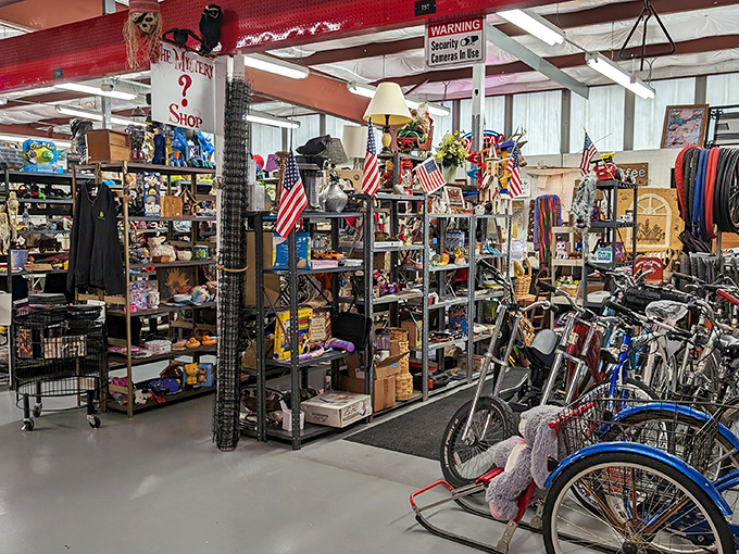 The "Mystery Shop" lives up to its name &ndash; bicycles, flags, and curiosities coexist in beautiful retail chaos that would make Marie Kondo weep.