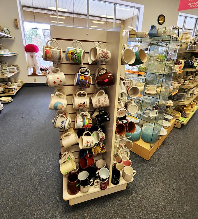 Mug collectors, beware! This rotating display of personality-on-a-handle will have you justifying "just one more" for your already crowded cabinet.