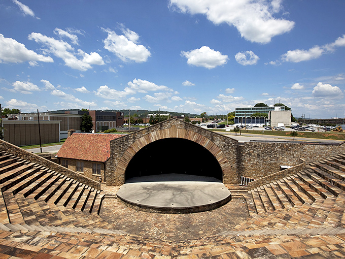 This stone amphitheater looks like it was transplanted from ancient Greece, bringing cultural performances to life under Alabama skies.