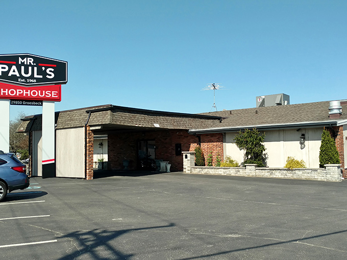 Daylight reveals the unassuming charm of this Michigan landmark where generations have celebrated life's milestones over exceptional steaks.