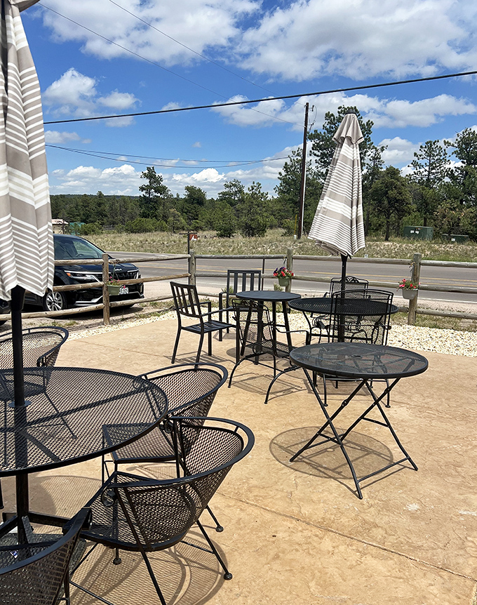 The outdoor patio offers mountain views and fresh air that somehow makes everything taste even better. Colorado dining at its most authentic.
