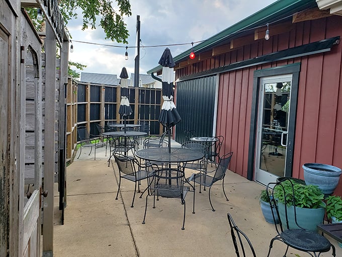 Their outdoor patio offers fresh air dining without sacrificing comfort. String lights overhead promise this space is just as magical after sunset.
