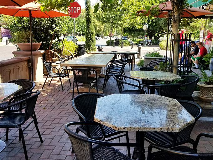 The outdoor patio offers a breath of fresh air between carnivorous indulgences, with Winters' charm providing the perfect backdrop.