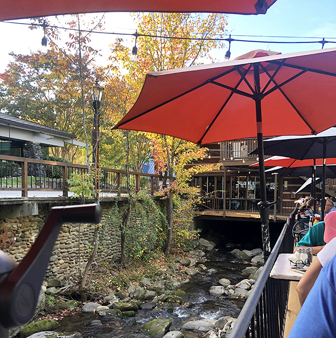 Nature provides the soundtrack at this creekside patio. Fall foliage and flowing water&mdash;the perfect digestif after a hearty meal.