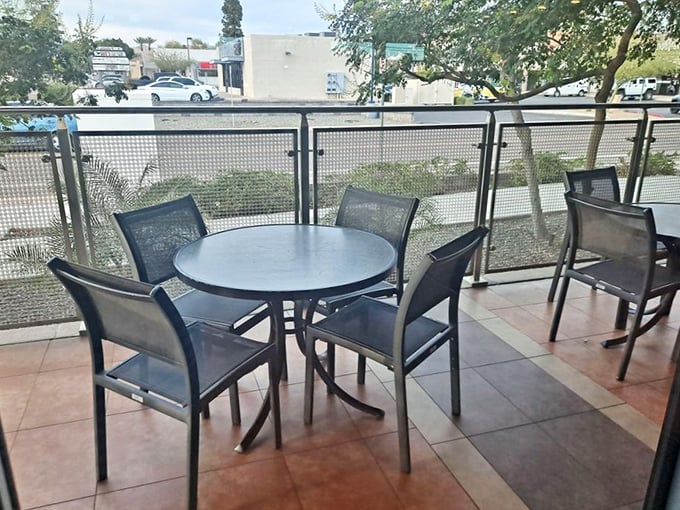 Al fresco feasting at its finest. The outdoor patio offers a peaceful retreat where you can commune with your sandwich in the Arizona sunshine.