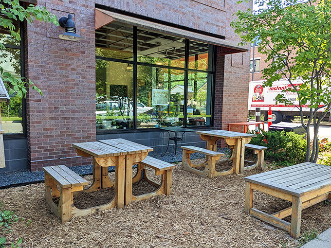 Rustic outdoor seating where you can commune with both nature and carbs&mdash;the perfect compromise for indecisive dining companions.