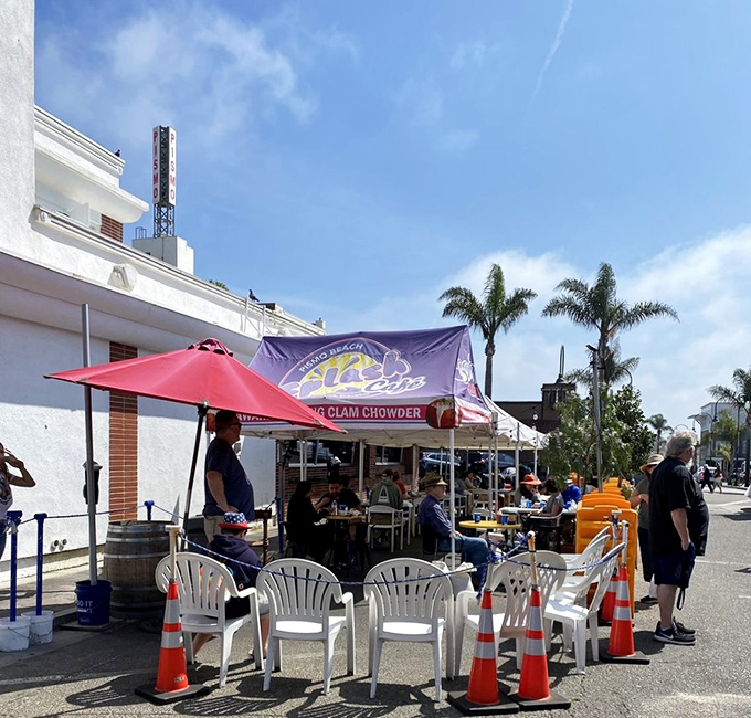 Pandemic pivoting at its finest—outdoor seating with ocean breezes that make social distancing feel like an upgrade.
