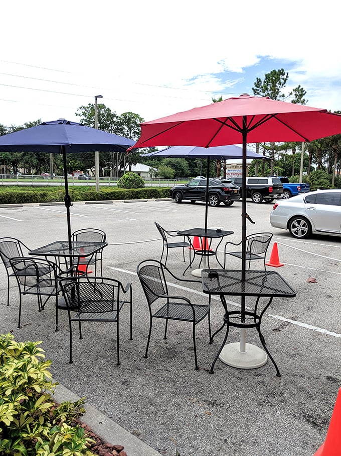 Florida's perfect weather deserves outdoor dining. These umbrellas provide just enough shade to keep your breakfast from getting a sunburn.