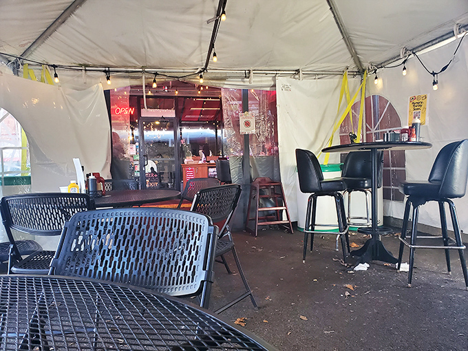 Even the outdoor seating maintains that no-frills authenticity. Fancy brunches are for Sunday - this is where you eat when you're serious about breakfast.