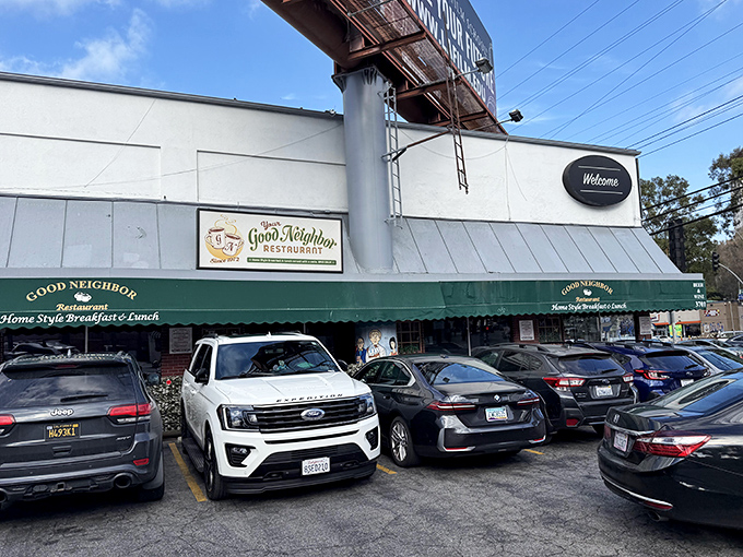 The packed parking lot tells you everything you need to know. In LA, people don't drive this far for mediocre breakfast.