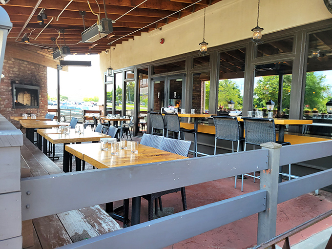 Al fresco dining done right. The patio offers a breath of fresh air while maintaining the restaurant's rustic-chic aesthetic.