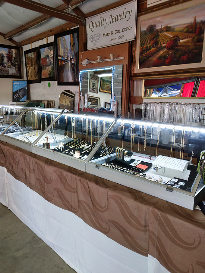 All that glitters might actually be gold at the Quality Jewelry booth, where Mark K's collection has been tempting magpie shoppers since 2001.