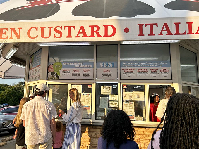 The line forms for frozen happiness. Like pilgrims at a sacred site, these devotees know some things are worth waiting for.