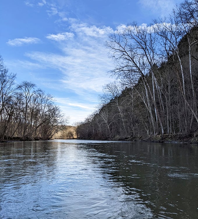 The Mohican River flows with the confidence of something that knows it'll still be here long after our Instagram posts about it have disappeared into the digital void.