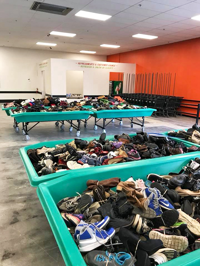 The shoe bins are where Cinderella meets reality&mdash;your perfect fit is in there somewhere.