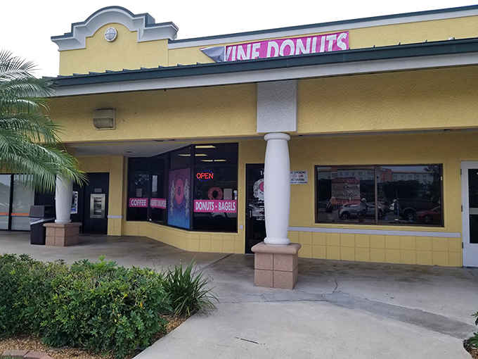The siren call of neon signs beckons donut lovers from the road. Like a lighthouse guiding sugar-starved sailors to safe harbor.