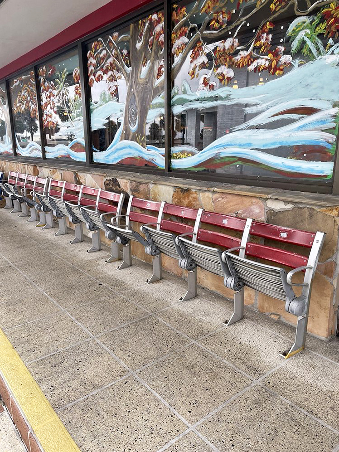 Winter wonderland artwork and stadium seating outside&mdash;Florida's version of a snow day, with the bonus of breakfast waiting inside.