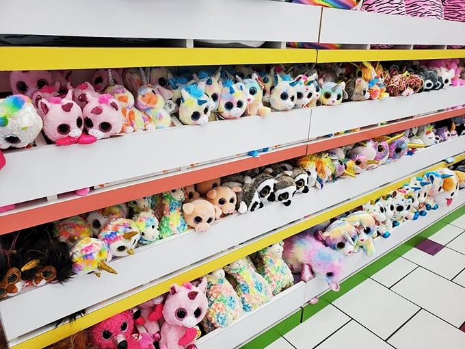 The stuffed animal section &ndash; where parents negotiate the sugar-for-plushie treaty with sugar-high negotiators.