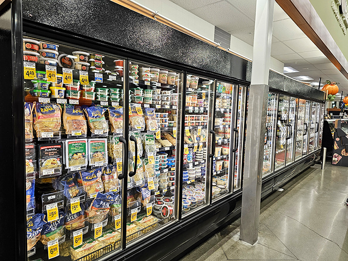 Not your average supermarket freezer section. This is where convenience meets the flea market's "something for everyone" promise.