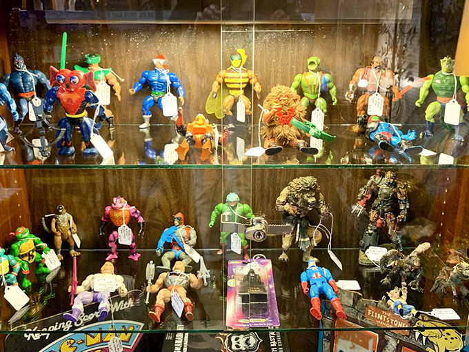 Action figures frozen in plastic time&mdash;childhood heroes waiting to be rescued by nostalgic Gen-Xers with disposable income and shelf space.