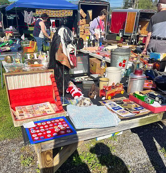 From vintage toys to mysterious kitchen gadgets, each table offers a time capsule of American life waiting to be rediscovered.
