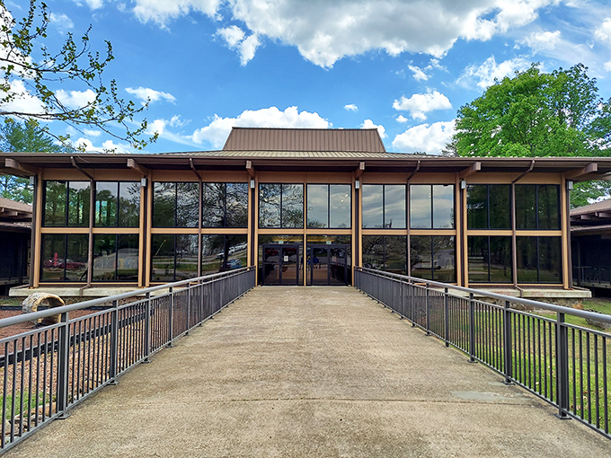 The visitor center: half science museum, half gateway to another world. Those windows have seen countless wide-eyed visitors emerge from below.
