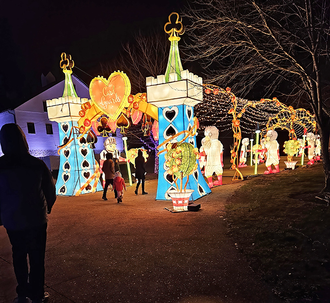 Follow the yellow brick&mdash;er, illuminated&mdash;road! This magical pathway guides nighttime visitors through a storybook landscape.
