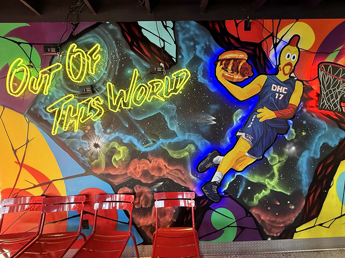 "Out Of This World" isn't just wall art&mdash;it's truth in advertising. Their mascot dunking chicken is basically Kentucky's Sistine Chapel.