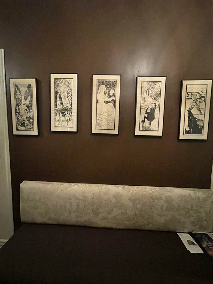 Thoughtfully curated artwork adorns the walls, proving that great restaurants understand that ambiance feeds the soul too.