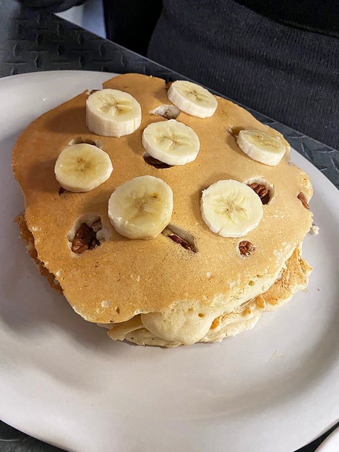 Banana pecan pancakes that make you question why you ever bothered with cereal. The fruit makes it healthy, right?