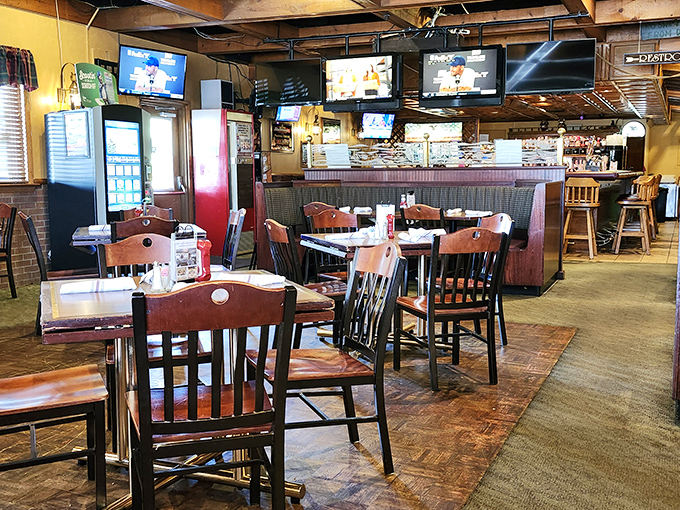 The bar area offers a front-row seat to the action – where locals gather to debate the merits of broiled versus fried.