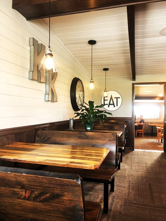 Wooden booths polished by generations of elbows, where the "EAT" sign isn't just decoration&mdash;it's the simplest, most honest mission statement possible.
