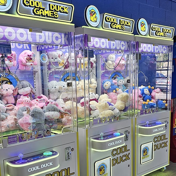 Claw machines filled with plush treasures&mdash;where hope springs eternal and "just one more try" becomes a family mantra.