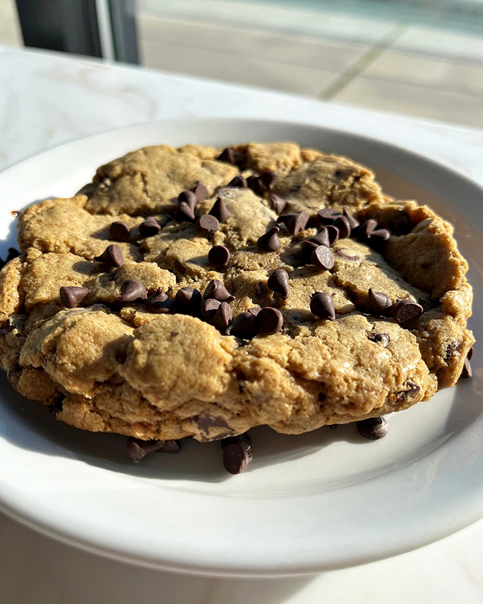 A chocolate chip cookie that clearly went to finishing school&mdash;perfectly golden, generously studded with chocolate, and large enough to share (but you won't want to).